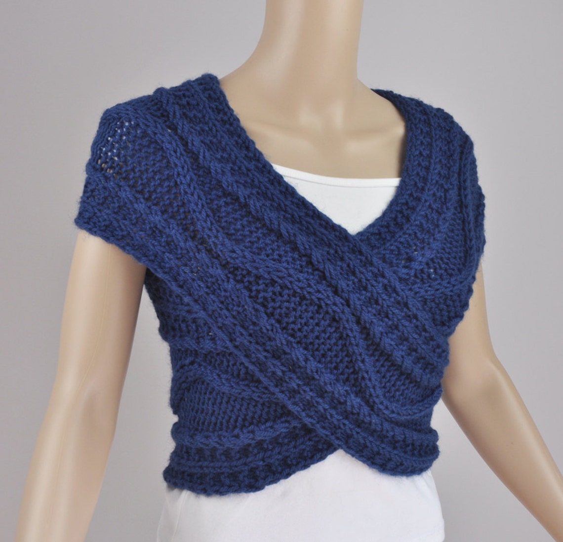 Hand Knit Woman Sweater Cross Sweater Vest Capelet Neck Warmer | Etsy