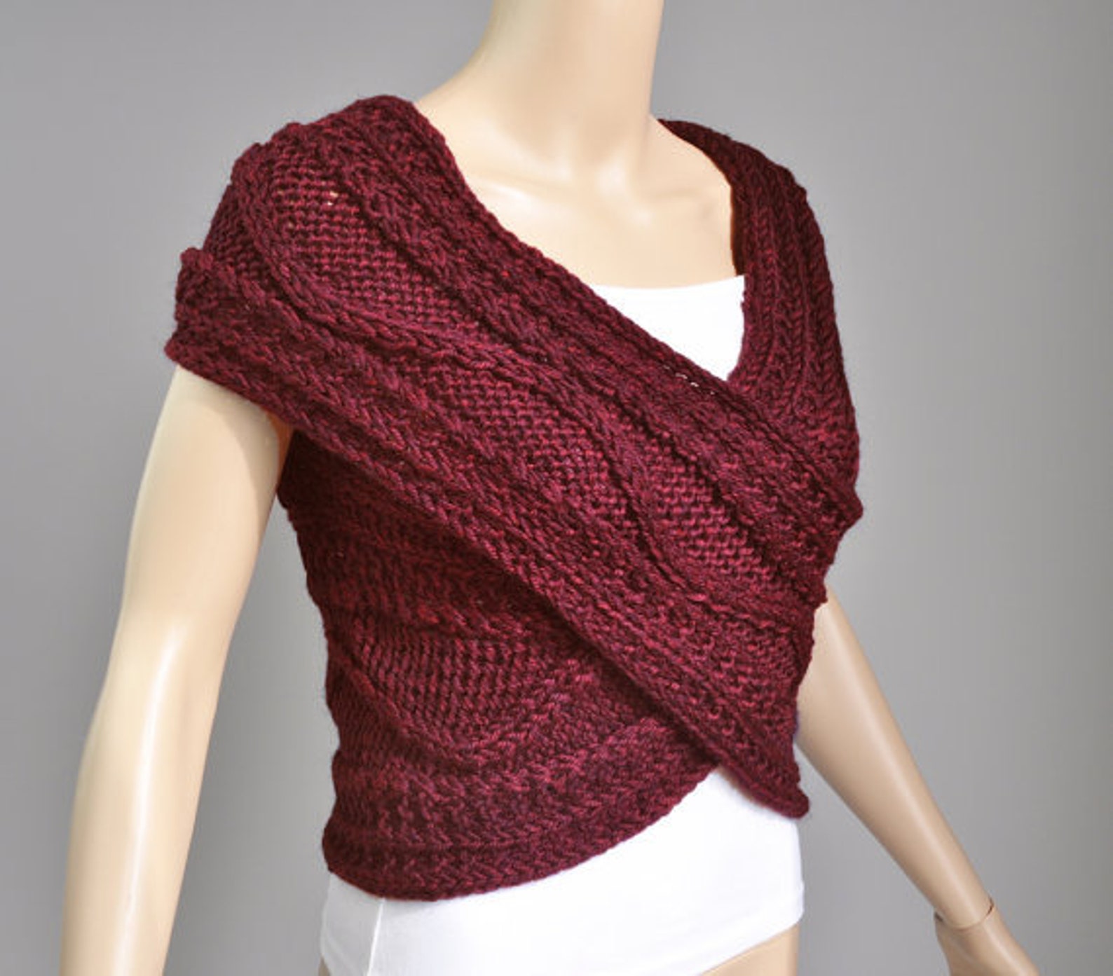 Hand Knit Sweater Vest Cross Sweater Capelet Neck Warmer Scarf - Etsy