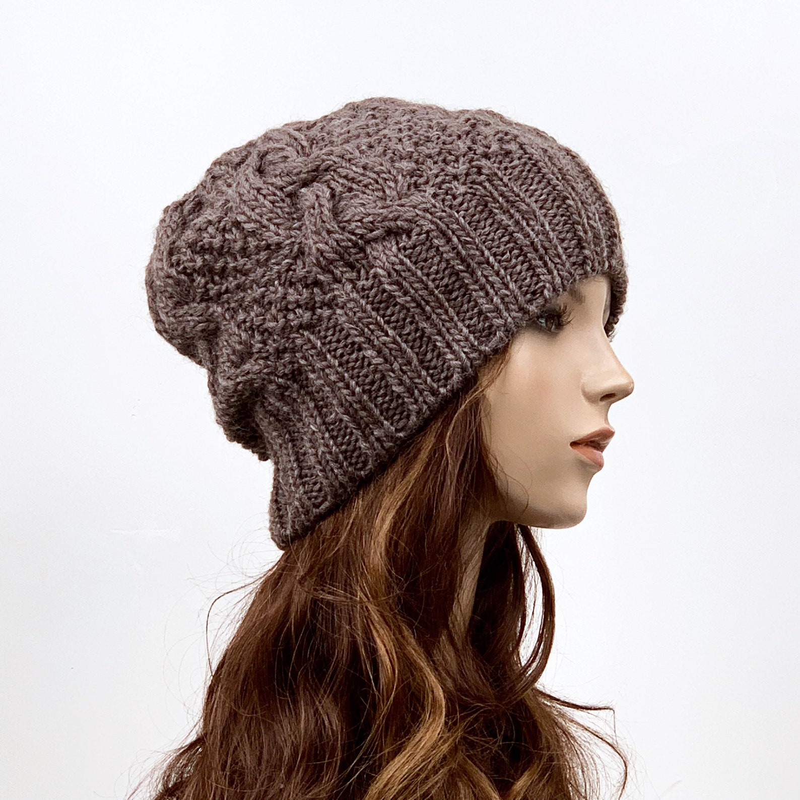 Hand Knit Hat Wool Hat Woman Hat Slouchy Hat Wheat Hat Ready - Etsy