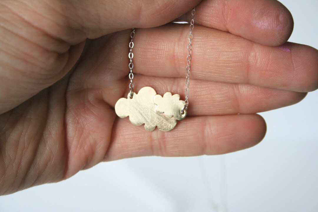 Handmade Cloud Necklace, Double Cloud Necklace, Gold Cloud Jewelry ...