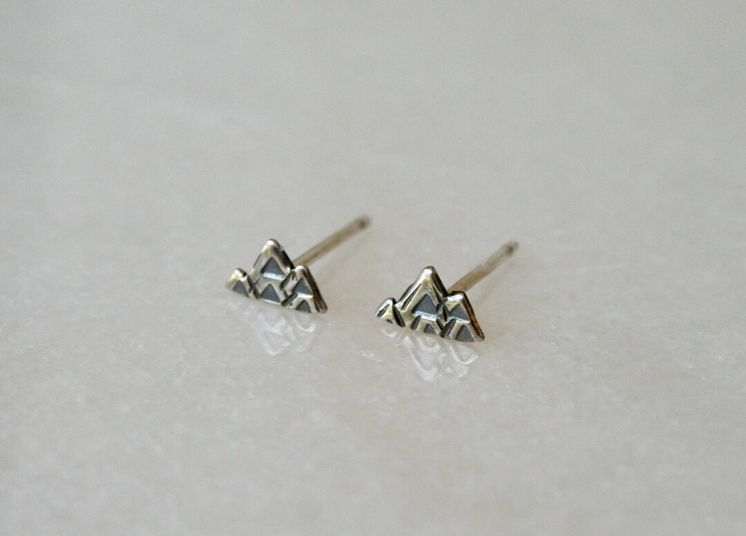 Unique Silver Mountain Stud Earrings, Colorado Mountain Jewelry, Gift ...