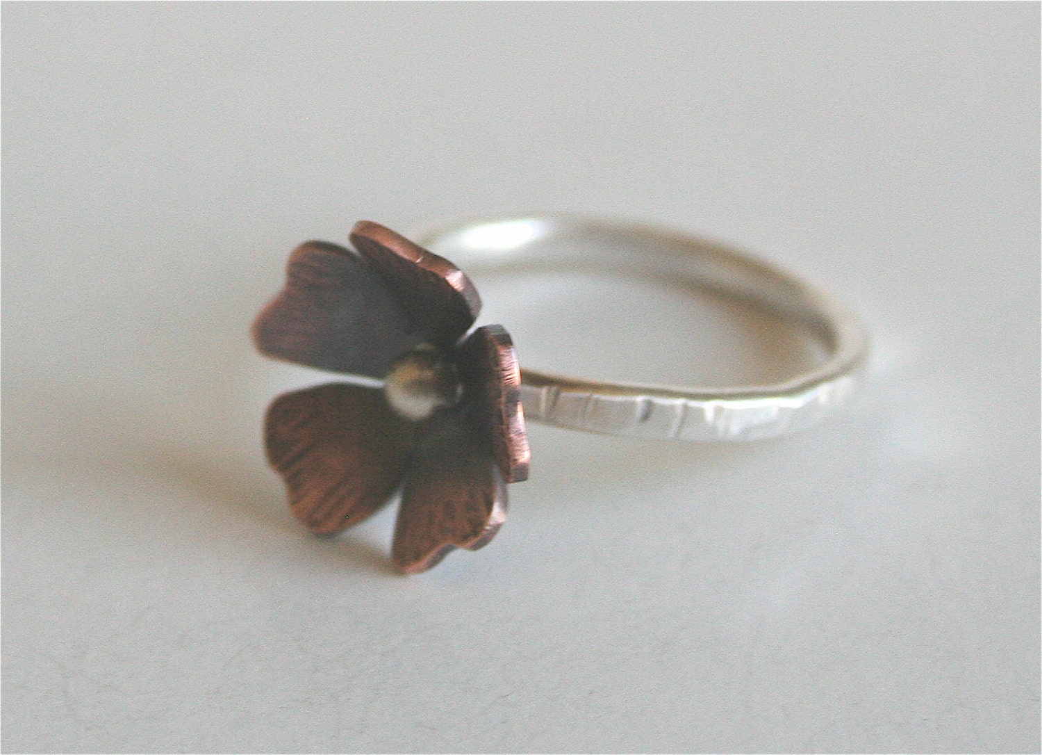 Rustic Flower Ring Copper Flower Ring Rustic Jewelry | Etsy