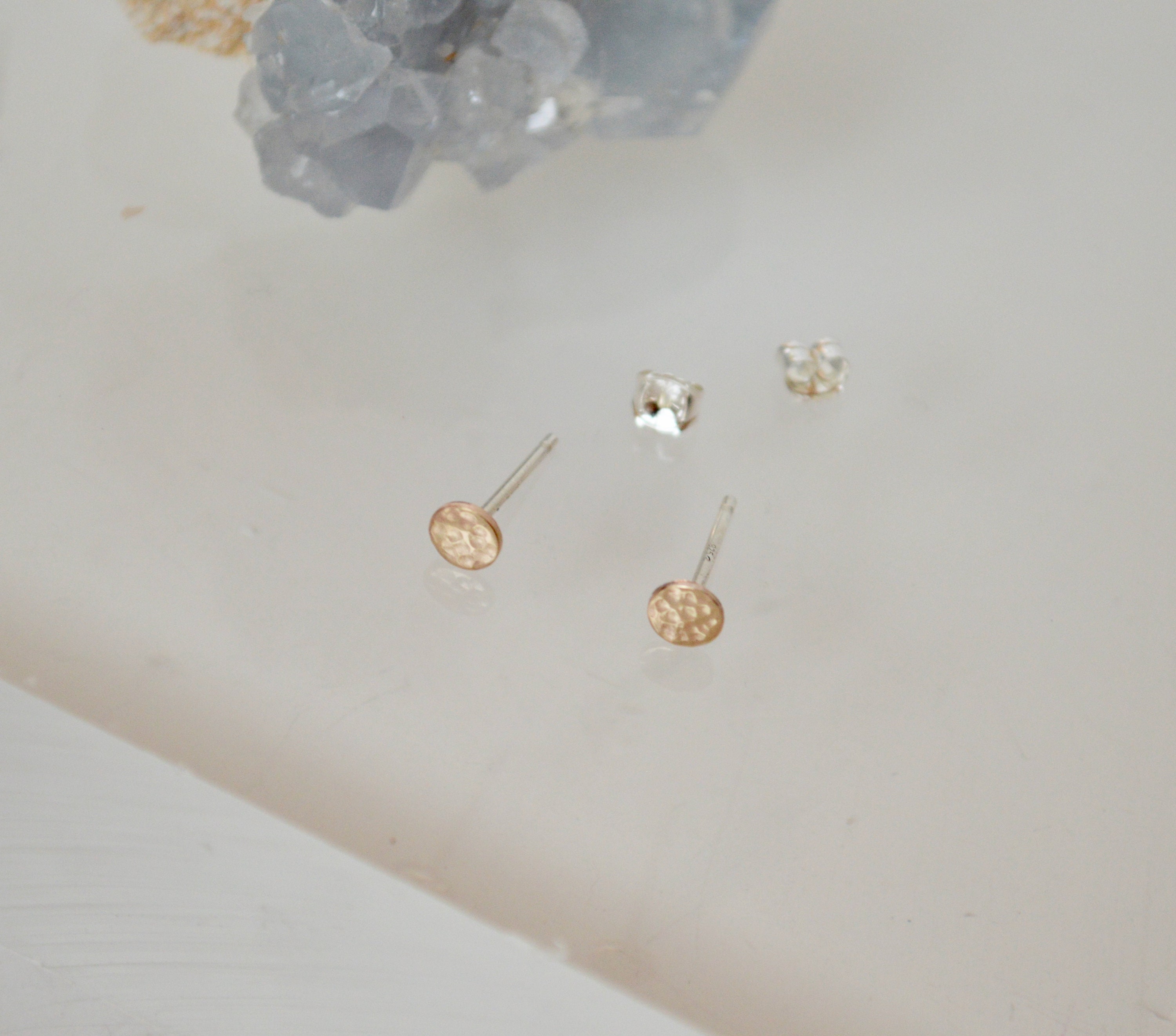10karat gold textured minimal dot earrings 4mm Dot earrings | Etsy