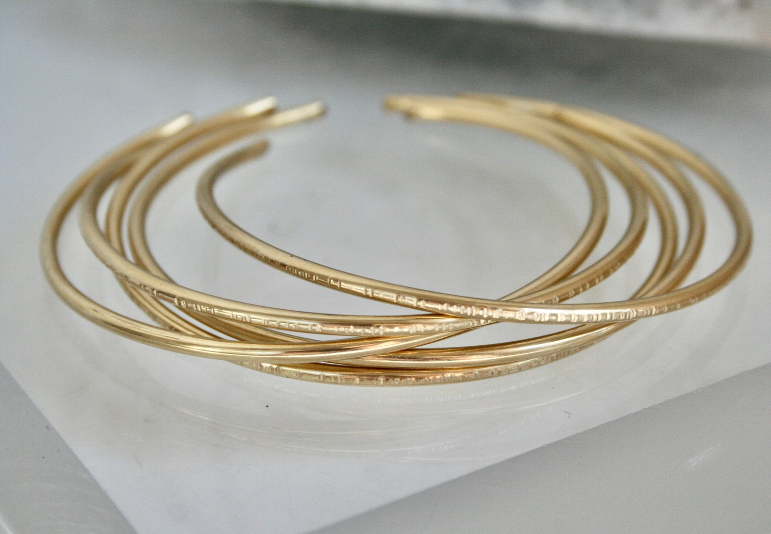 Set of Five Brass Stacking Cuff Bracelets Bangle Set Gold - Etsy