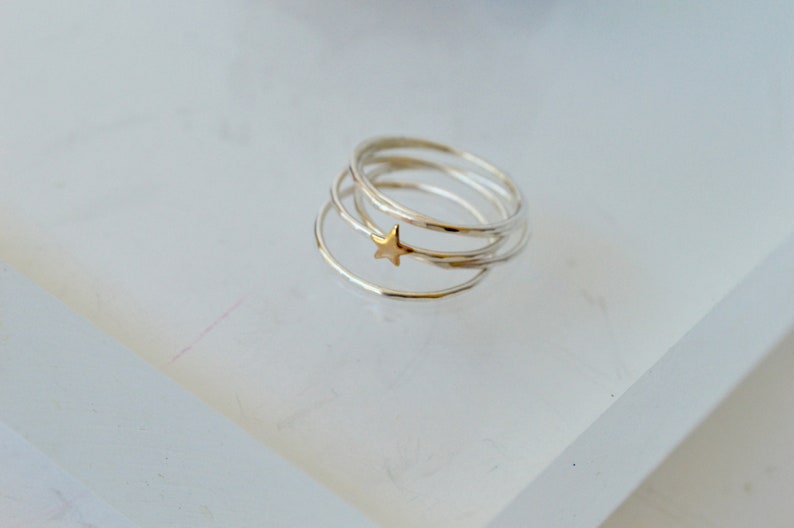 Gold Star Ring Gold Filled Stackable Ring Hammered Silver | Etsy