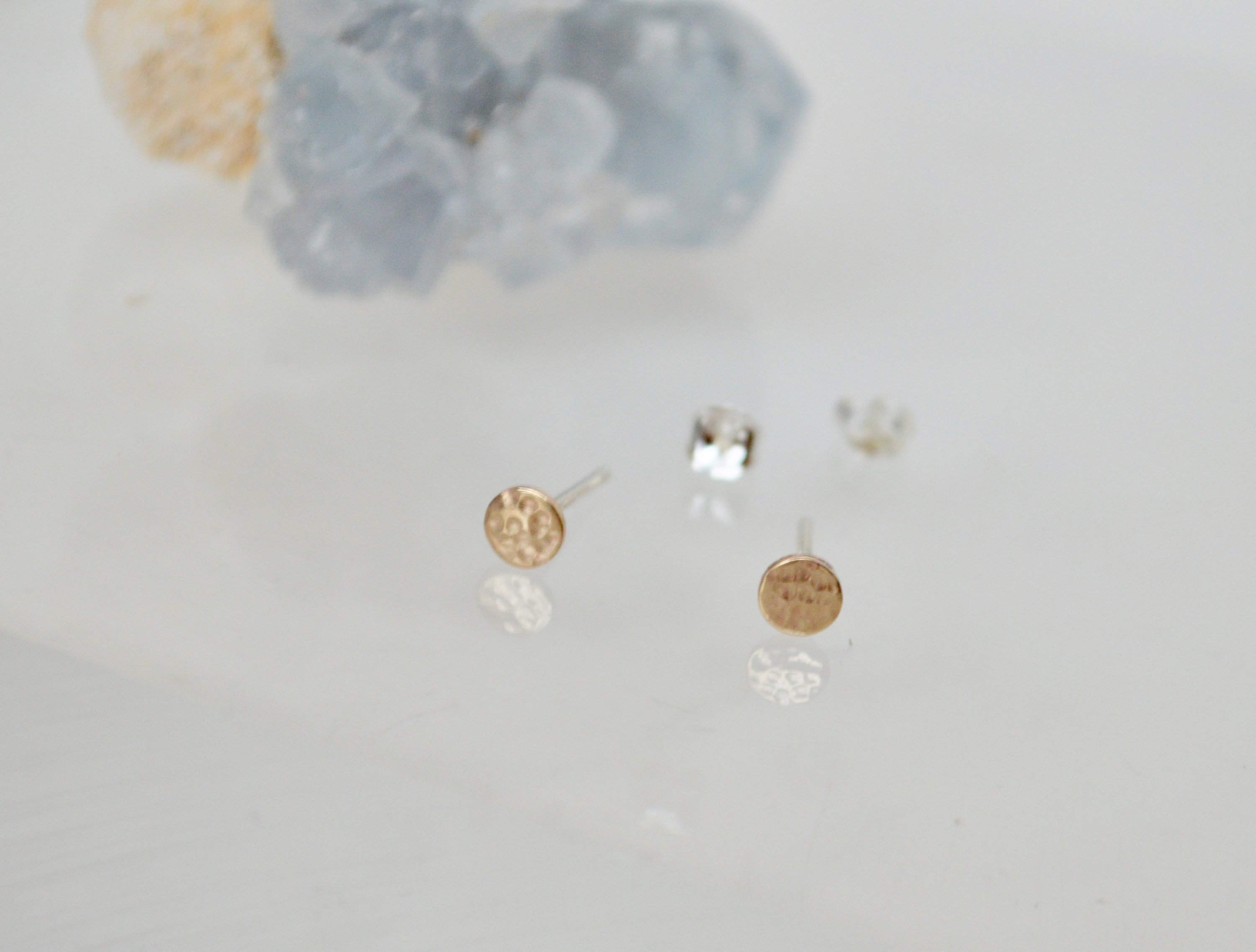 10karat Gold Textured Minimal Dot Earrings 4mm Dot Earrings - Etsy