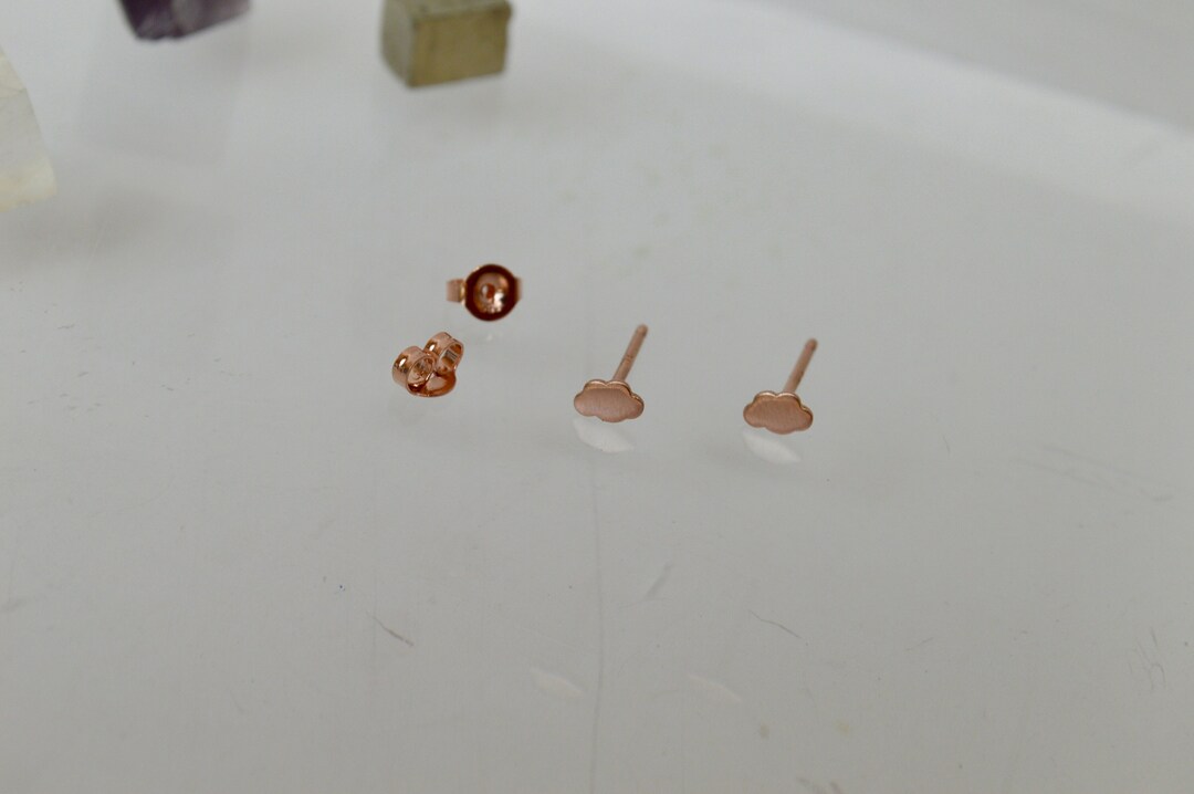 5mm Solid Rose Gold Cloud Stud Earrings Tiny Cloud Earrings - Etsy