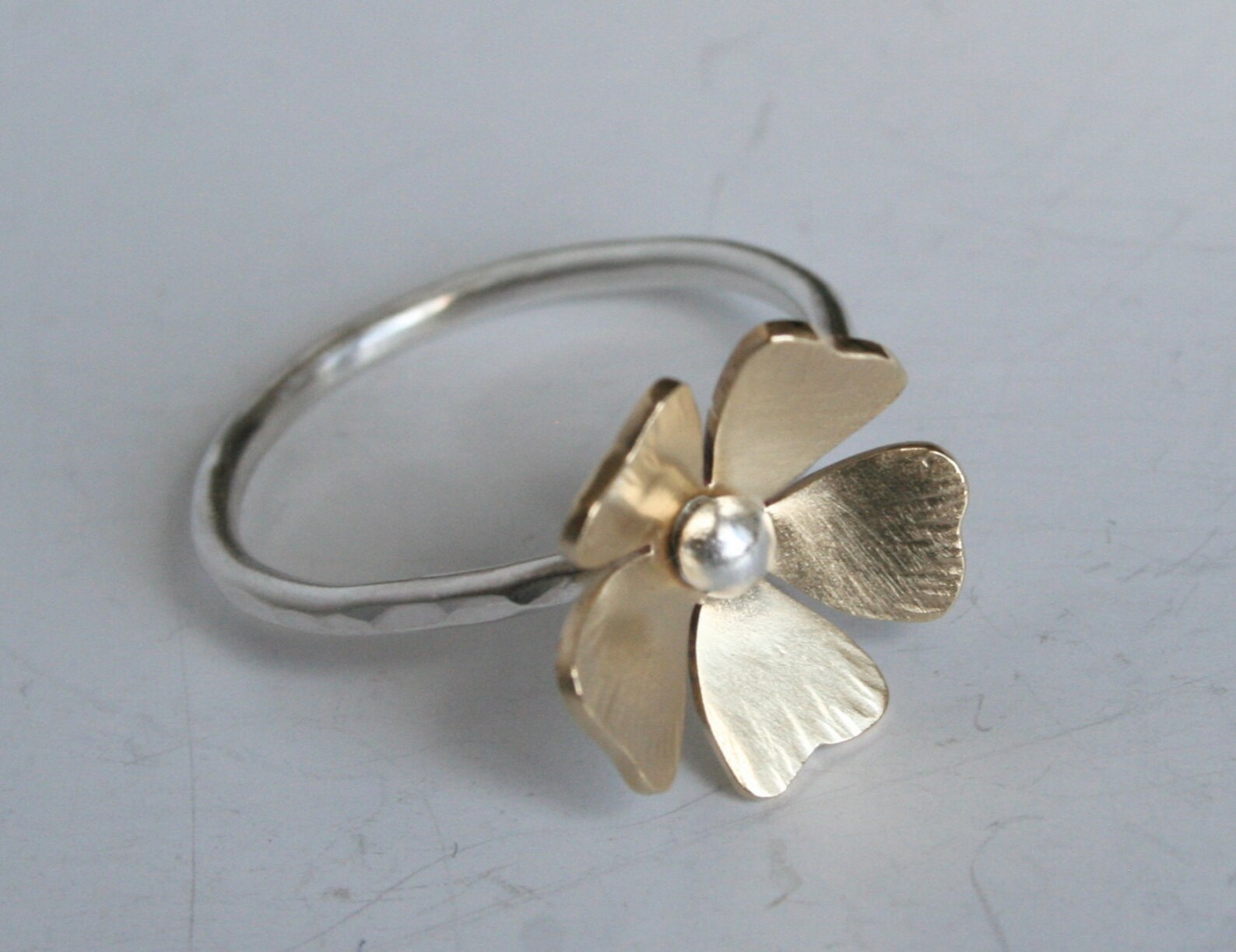Brass and Silver Poppy Flower Ring Gold and Silver Poppy - Etsy