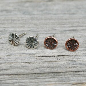 Small 6mm Rustic Hammered Copper Dot Earrings, Sunshine Design ...