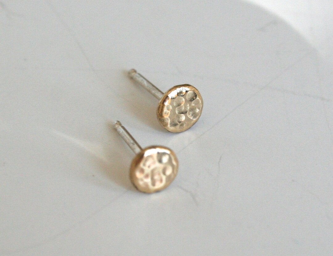Gold Dot Earrings, Sparkle Earrings, Textured Metal Earrings, Stud ...