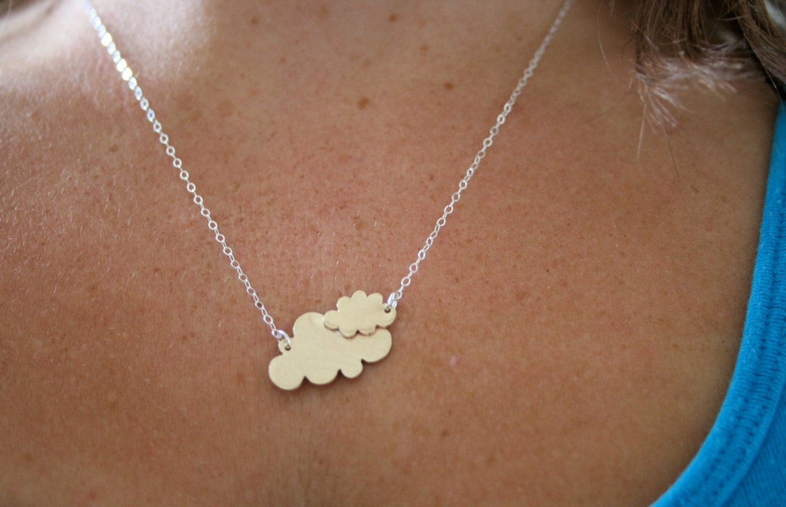Handmade Cloud Necklace Double Cloud Necklace Gold Cloud - Etsy