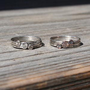Set of 6 Handmade Stackable Silver Rings, Hammered Silver Stacking ...