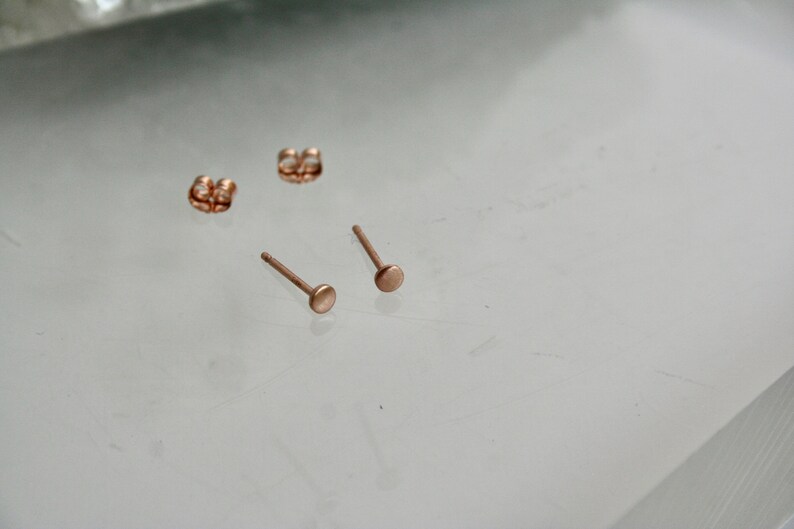 Tiny 3mm Minimal Solid Rose Gold Dot Stud Earrings Pink Gold | Etsy