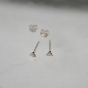Tiny 3mm Silver Triangle Stud Earrings, Triangle Earrings, Small ...
