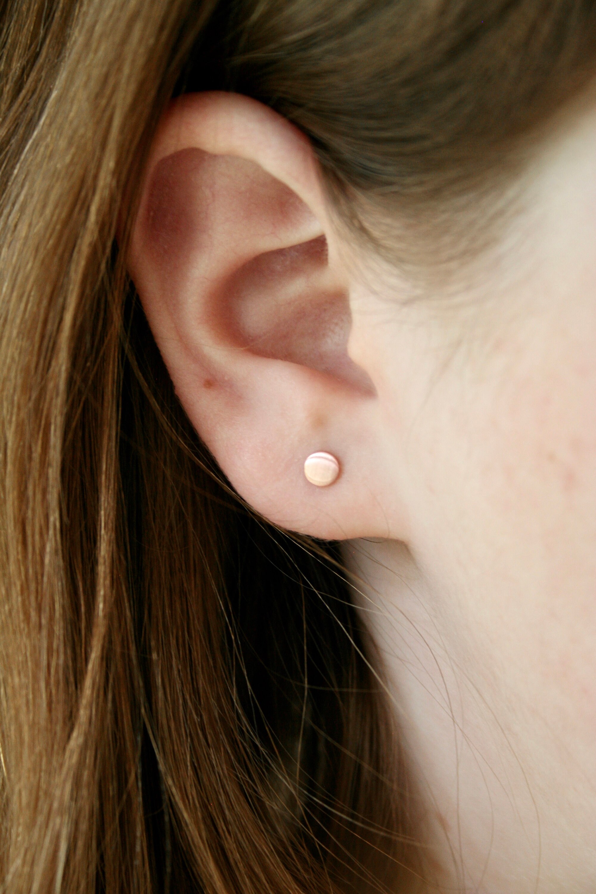 Brushed Finish Dot Post Earrings Brass Dot Stud Earrings Dot | Etsy