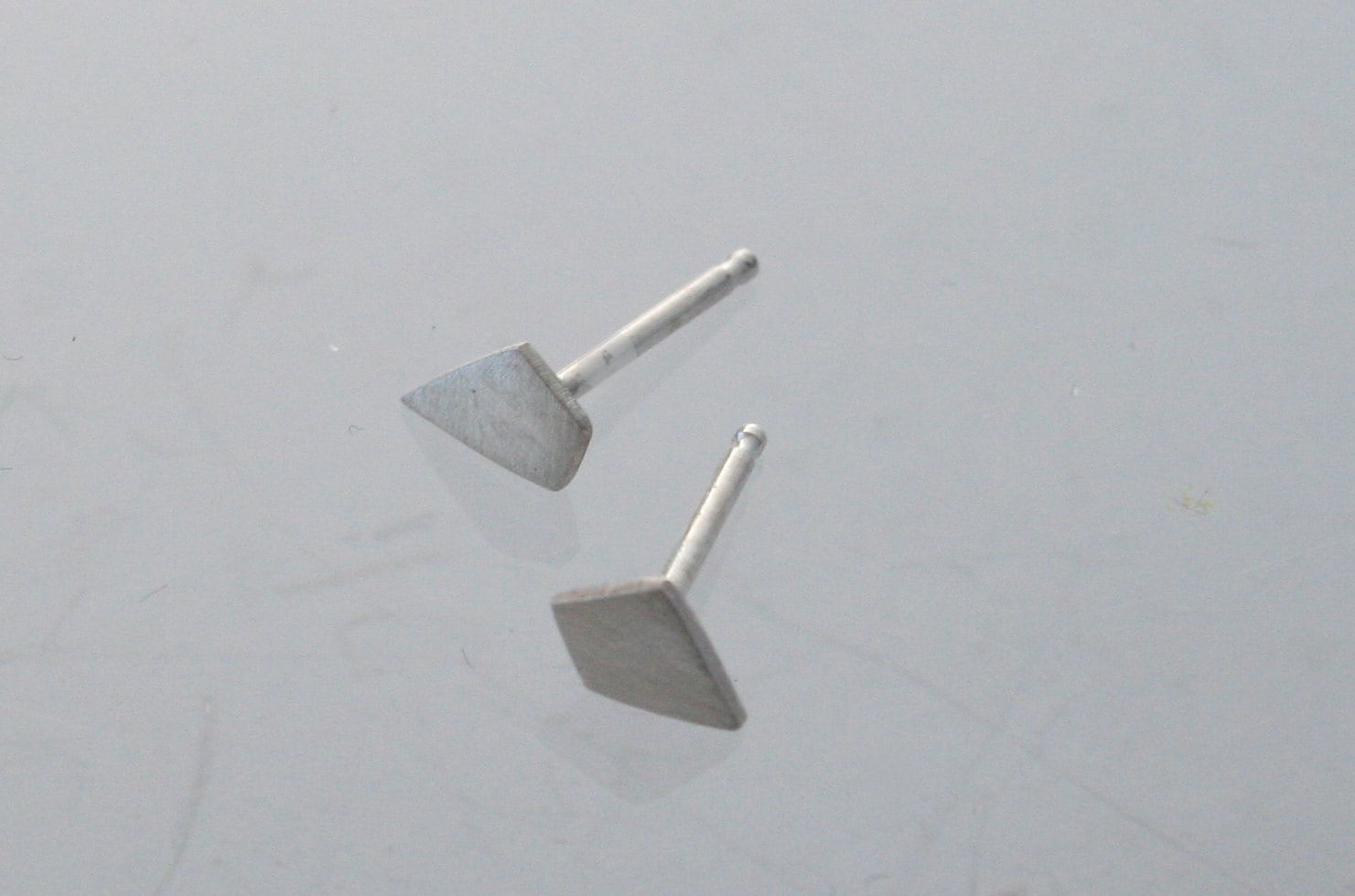 Sterling Silver Diamond Chip Post Earrings Geometric - Etsy