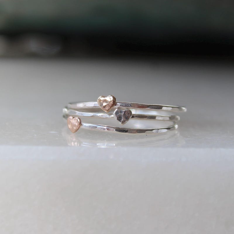 Three Colour Heart Ring - Etsy