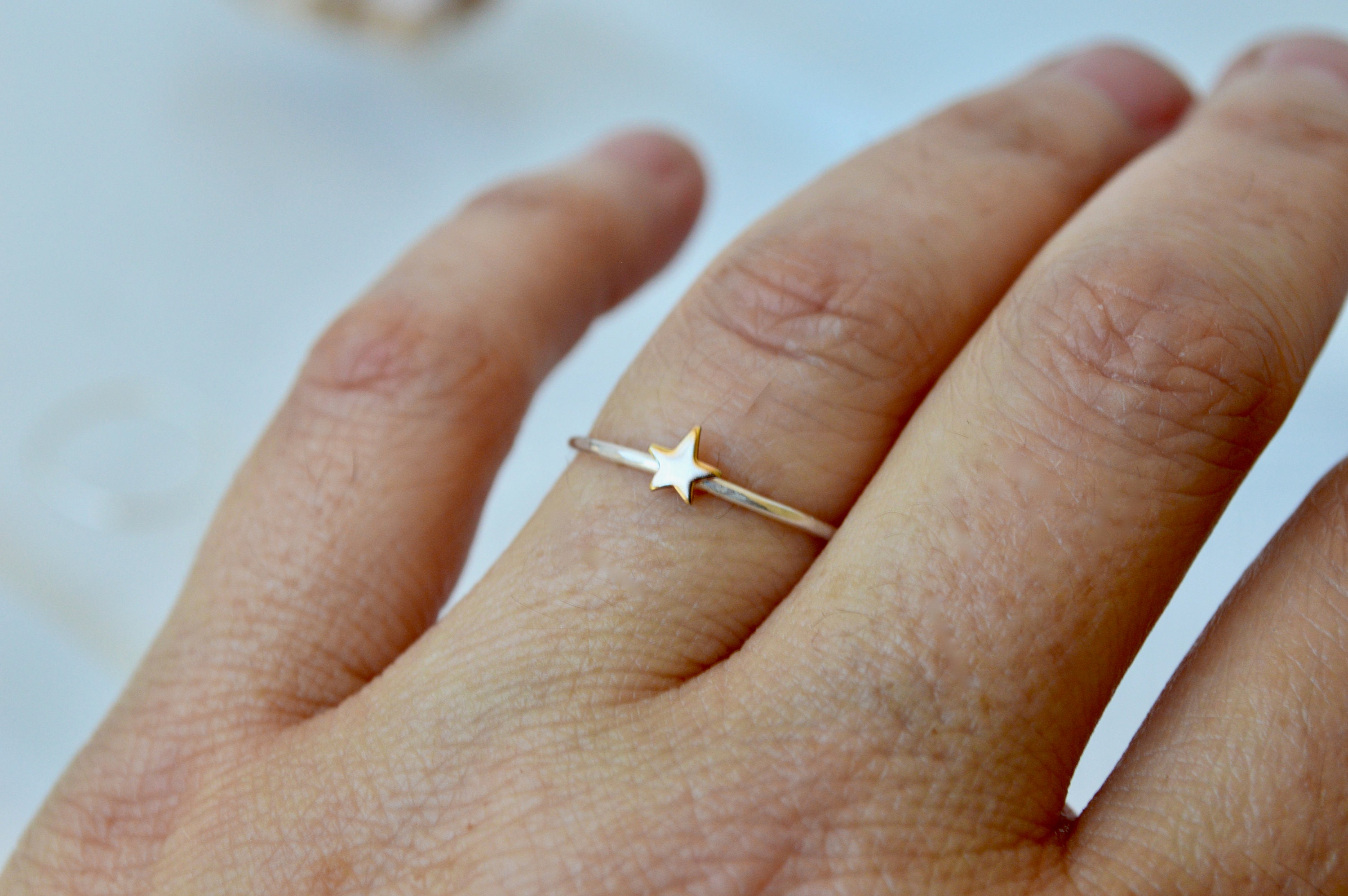 Gold Star Ring Gold Filled Stackable Ring Hammered Silver - Etsy