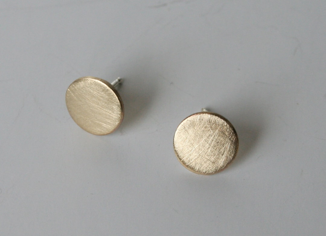 Gold Dot Earrings, Stud Earrings, Brass Dot Earrings, Modern Jewelry ...