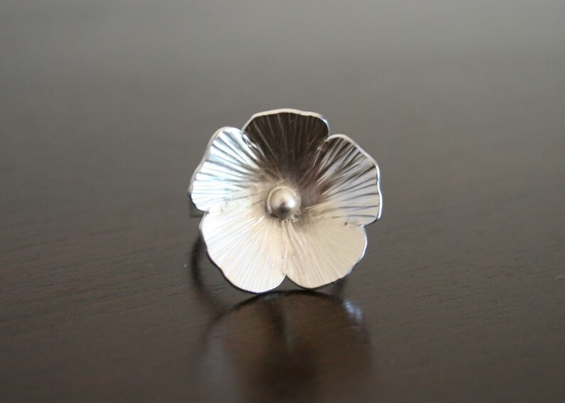 Silver Poppy Ring Poppy Jewelry Statement Ring Statement - Etsy