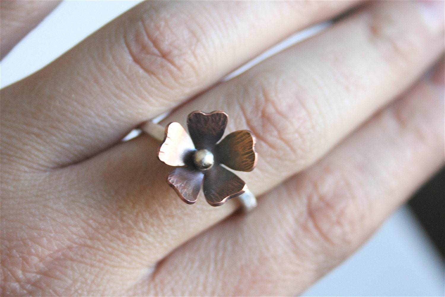 Rustic Flower Ring Copper Flower Ring Rustic Jewelry | Etsy
