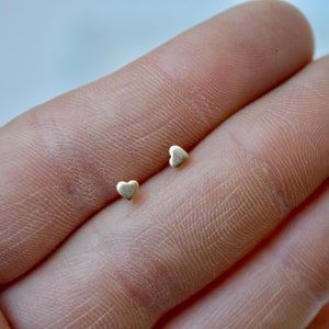 14k Solid Gold Heart Stud Earrings, Tiny Heart Earrings, Small Heart Studs, Gold Heart Earrings ...