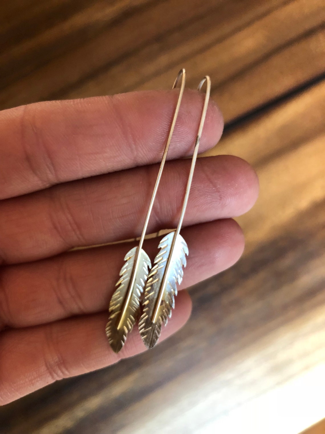 Sterling Silver Rustic Feather Earrings Rustic Earrings | Etsy