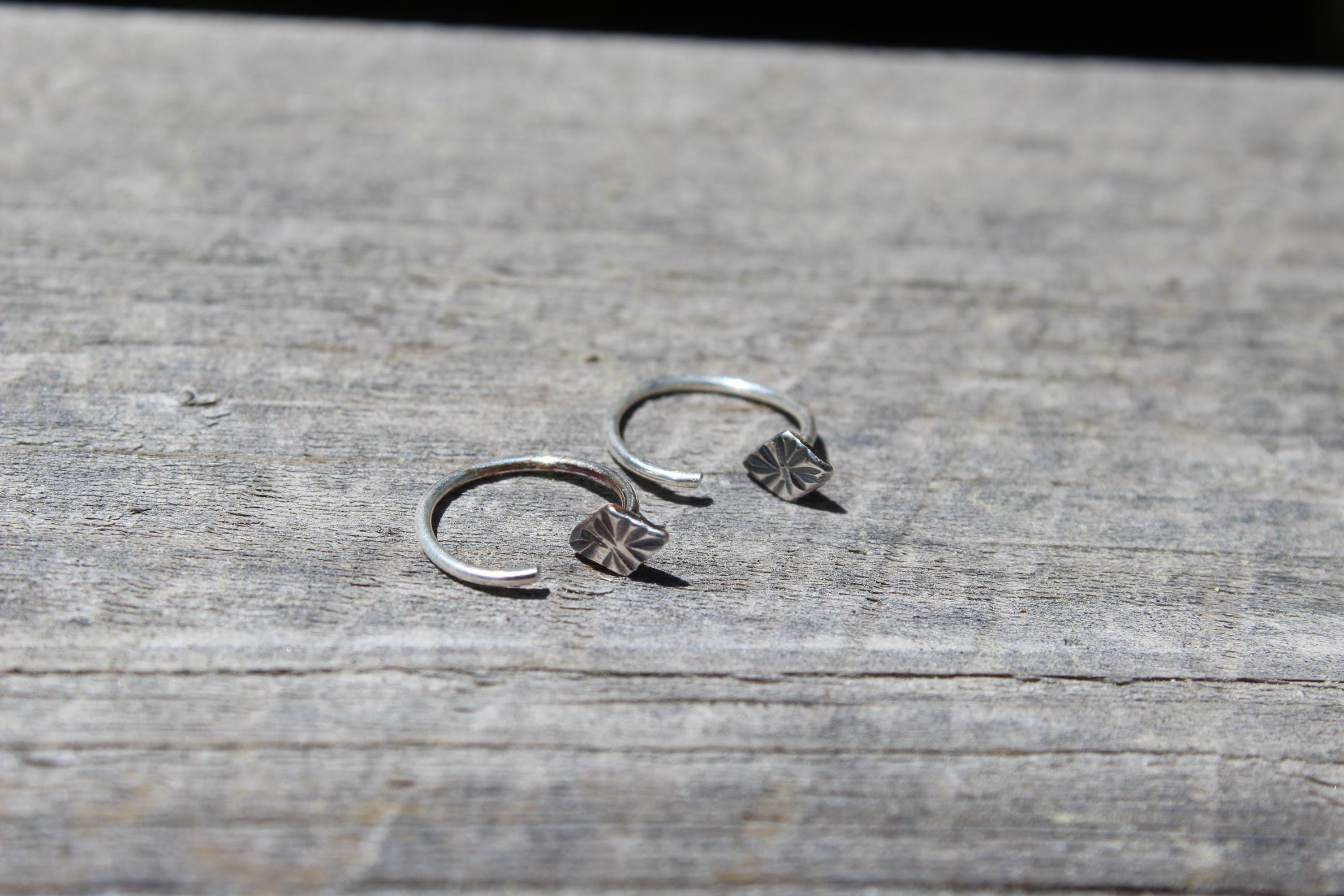 Silver Diamond Shape Backless Huggie Sleeper Earrings, Wrap Around ...
