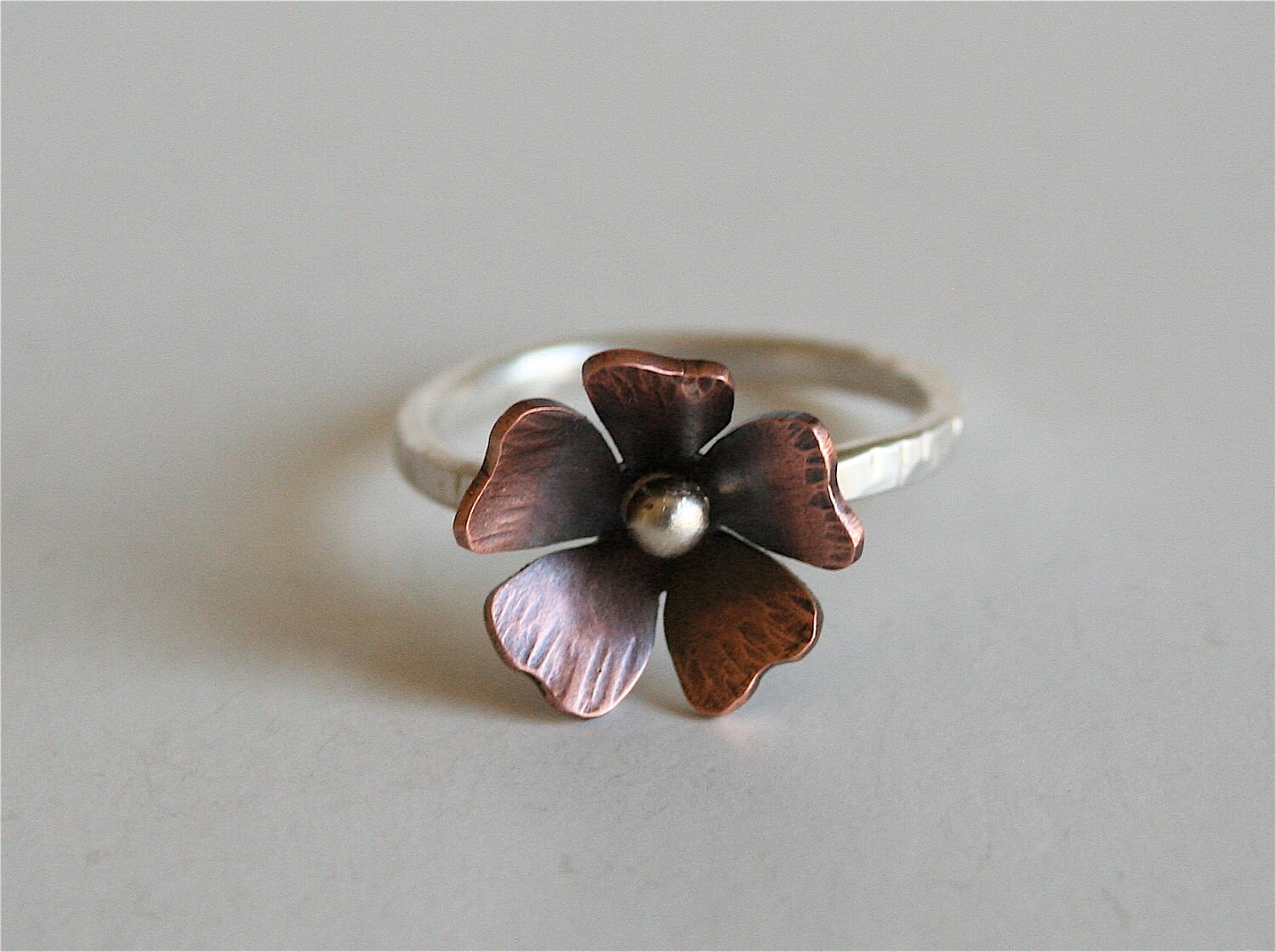 Rustic Flower Ring Copper Flower Ring Rustic Jewelry | Etsy