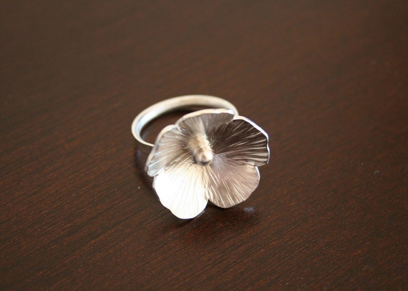 Silver Poppy Ring Poppy Jewelry Statement Ring Statement - Etsy