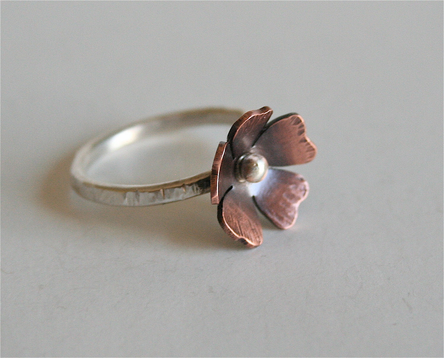 Rustic Flower Ring Copper Flower Ring Rustic Jewelry | Etsy