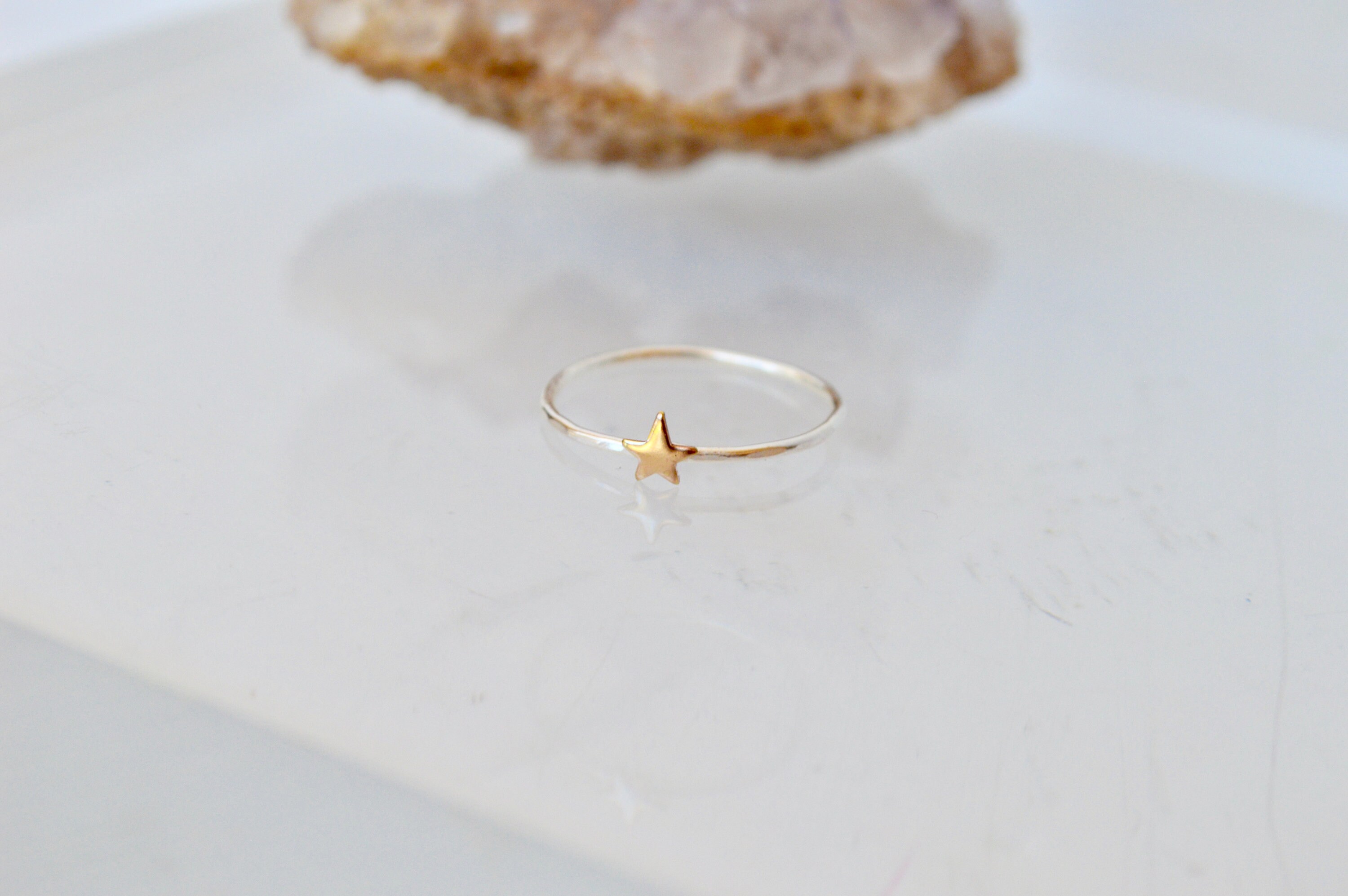 Gold Star Ring Gold Filled Stackable Ring Hammered Silver | Etsy