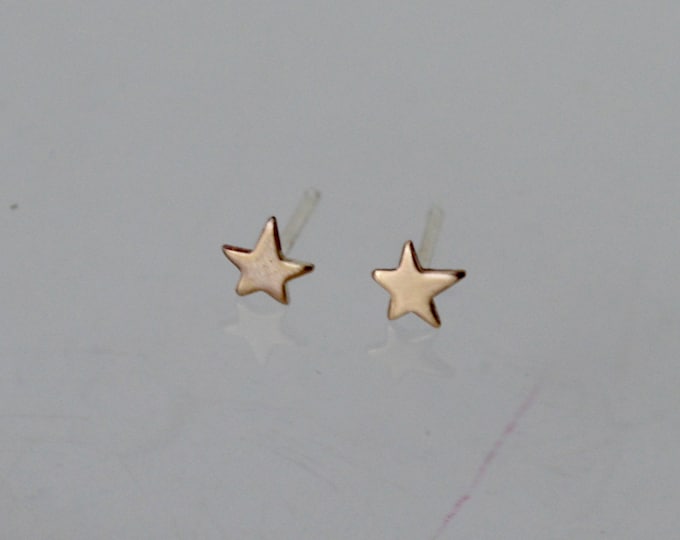 14k Yellow Gold Filled Star Stud Earrings, 5mm Star Earrings, Gold Star ...