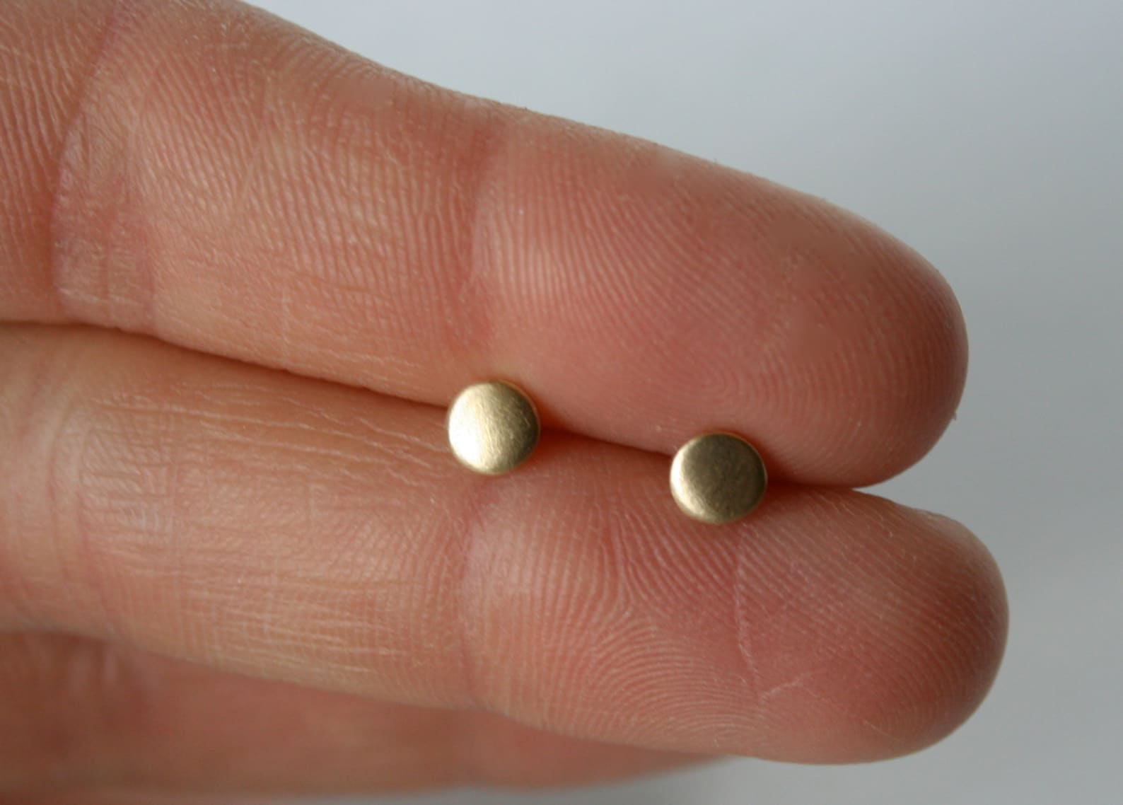 Brushed Finish Dot Post Earrings Brass Dot Stud Earrings Dot | Etsy