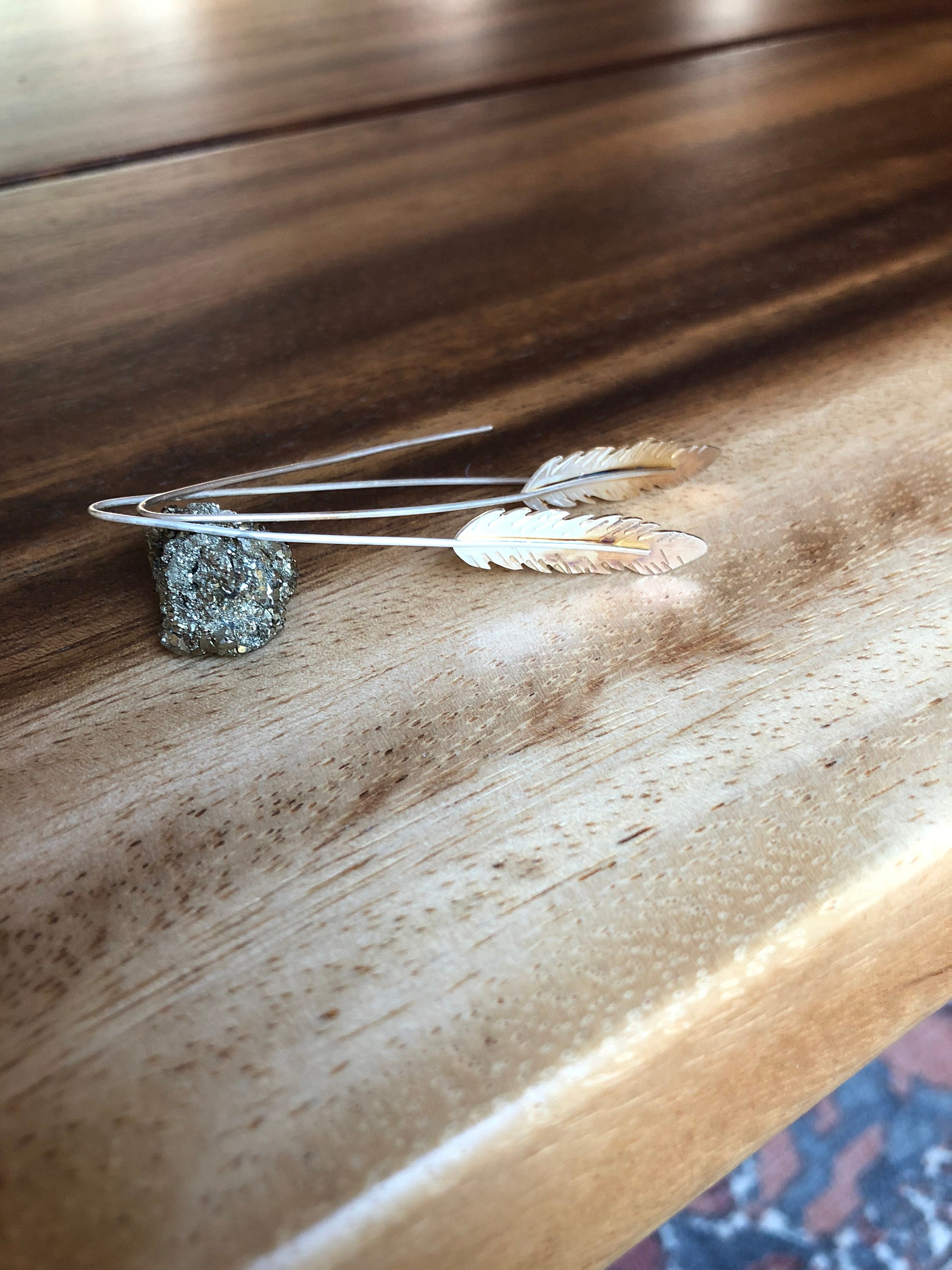 Sterling Silver Rustic Feather Earrings Rustic Earrings | Etsy