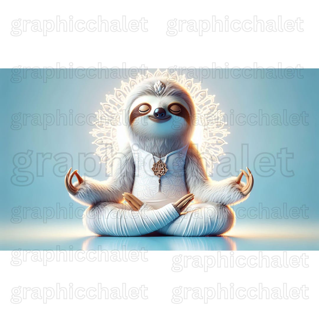 Cute Yoga Sloth 1 Tumbler Wrap Inner Peace Meditation Cliparts Cartoon ...