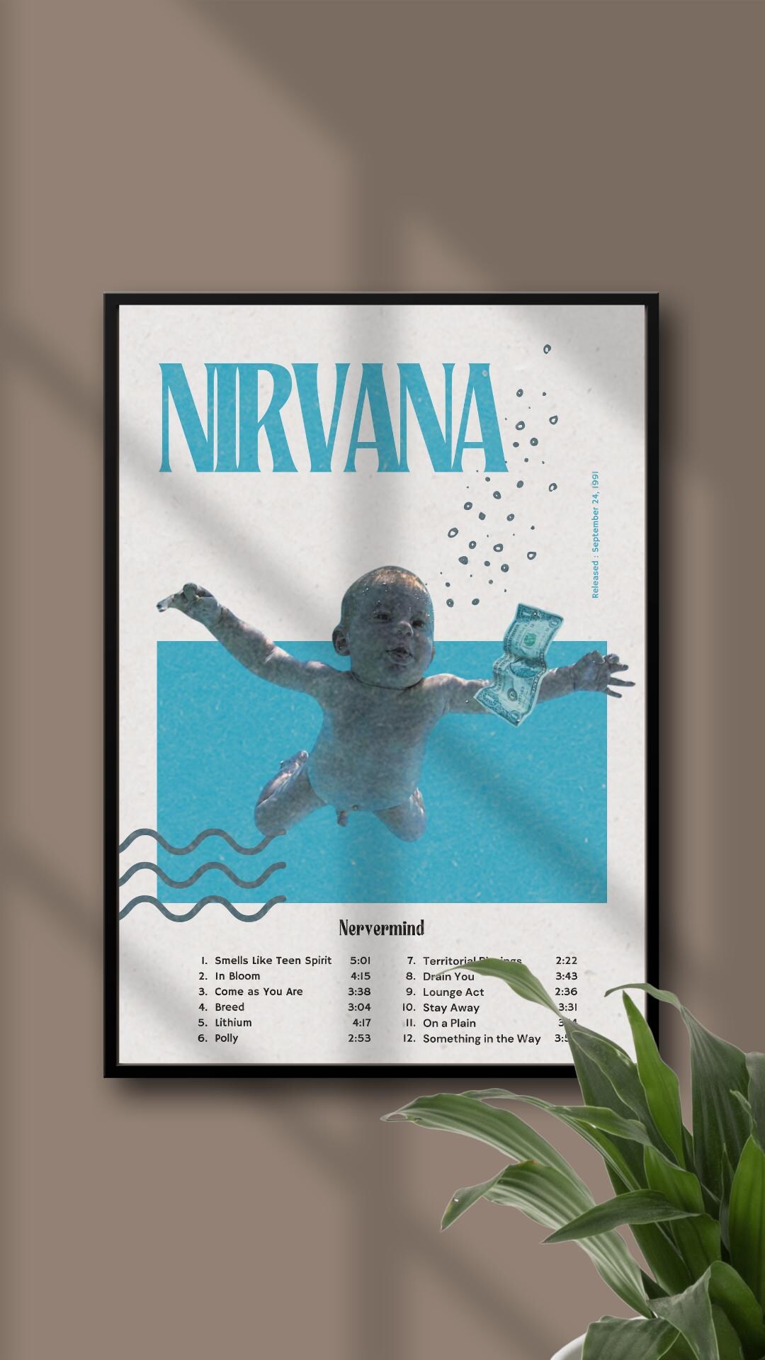 Nevermind Nirvana Rock Album Cover Poster, Wall Art and Decor - Etsy