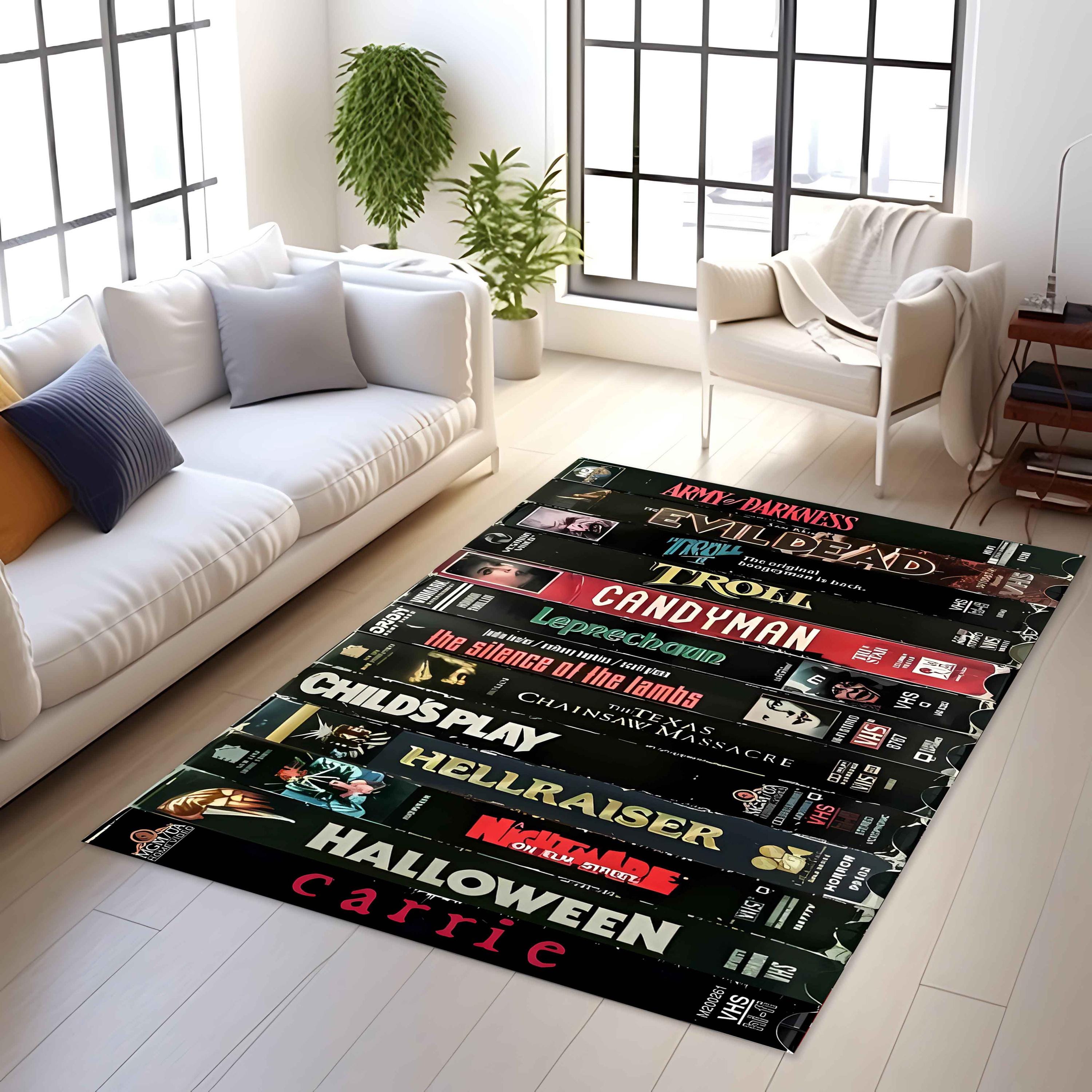 Horror VHS Rug Retro Movie Room Decor, Classic Horror Themed Rug ...