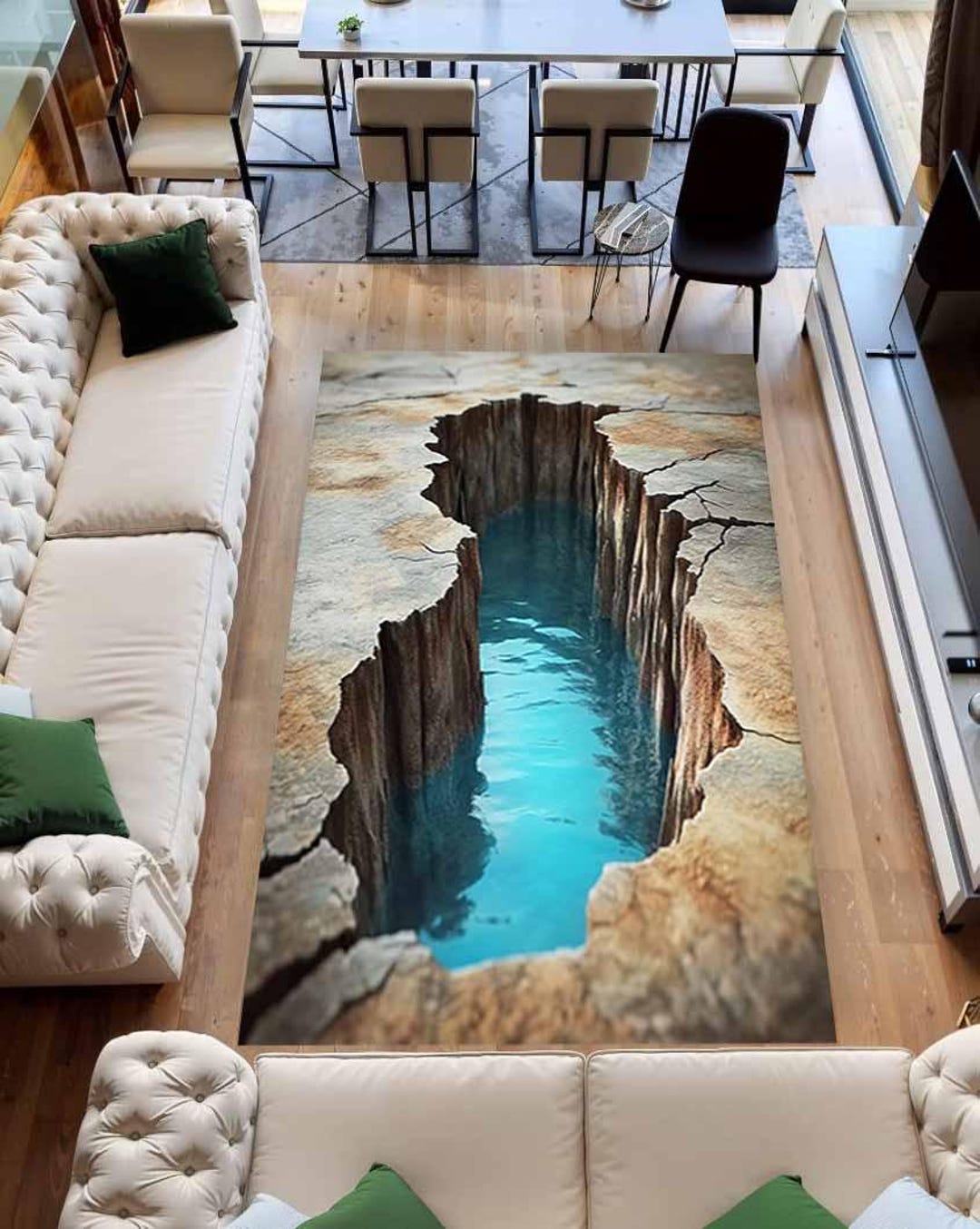 3D Rug, Custom Rug, Illusion Rug, 3D Huge Crack, Home Decor Rug ...