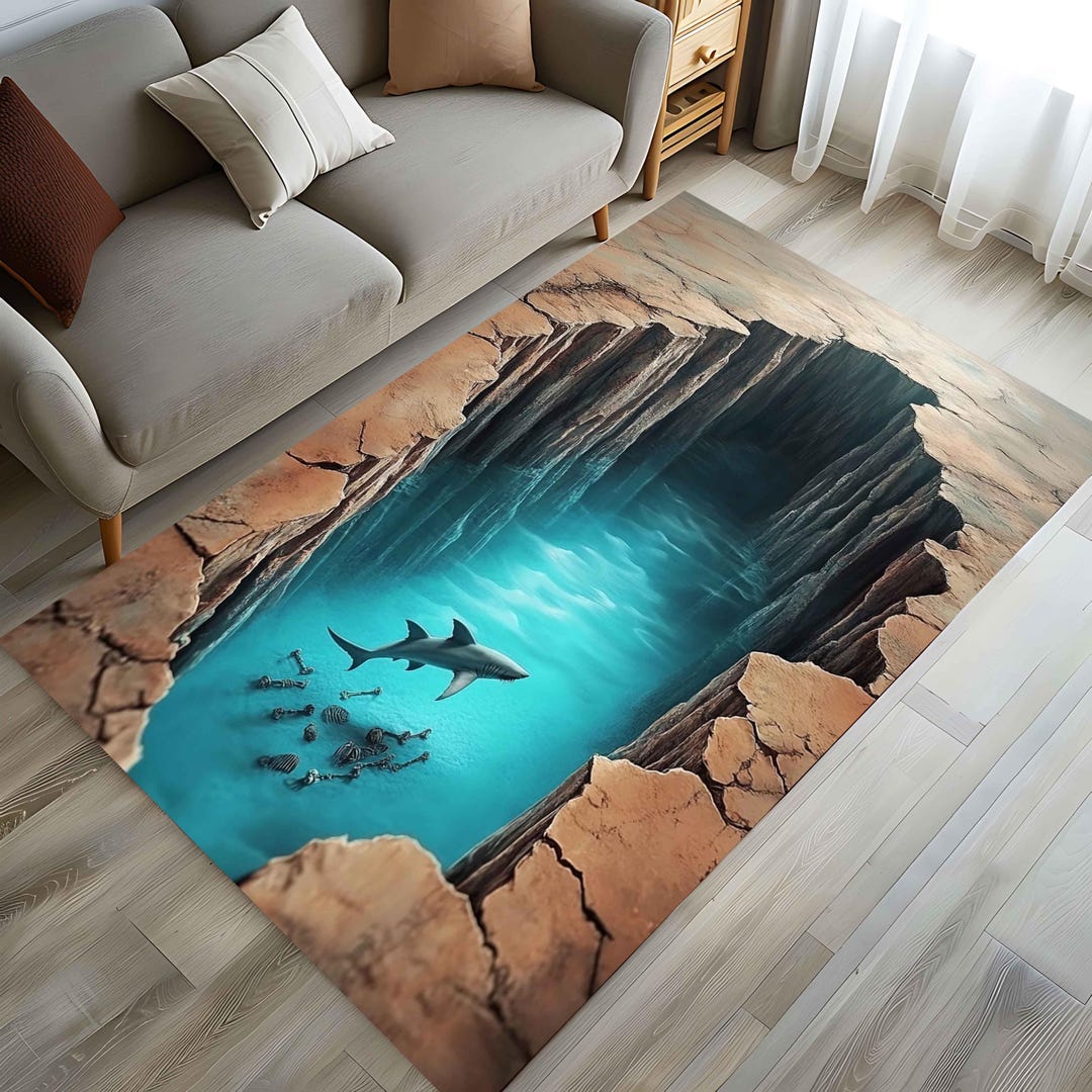 3D Rug, Popular Rug, Illusion Rug, 3D Huge Crack in Living Room Rug ...