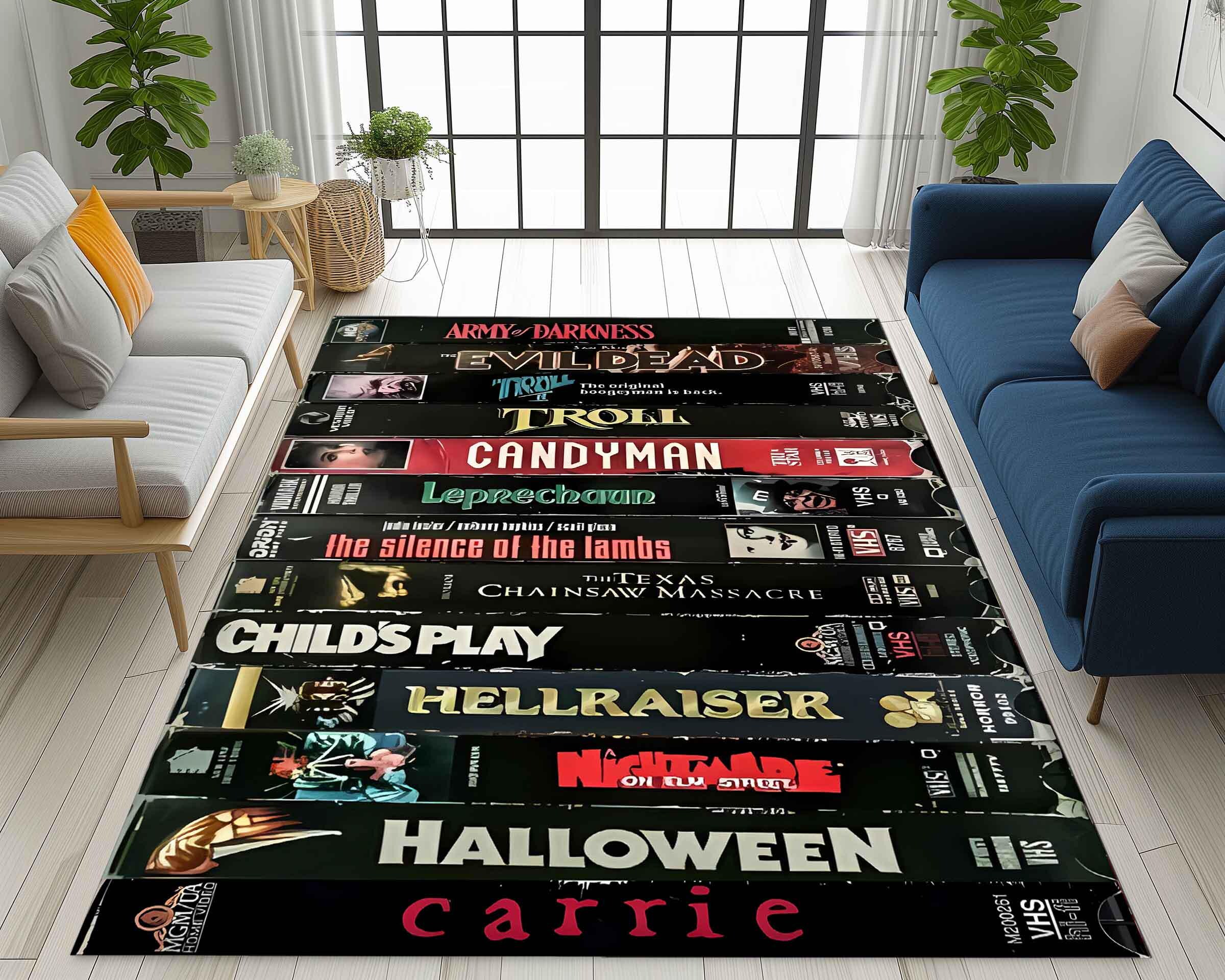 Horror VHS Rug Retro Movie Room Decor, Classic Horror Themed Rug ...