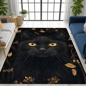 Animal Rug, Animal Pattern, Black Rug,gift for Cat Lover, Animal Motif ...