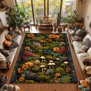 Green Moss Cottagecore Rug Botanical Floral Carpet Nature Inspired ...