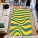Retro Wavy Pattern Rug for Living Room, Bedroom, Colorful 70s Inspired ...