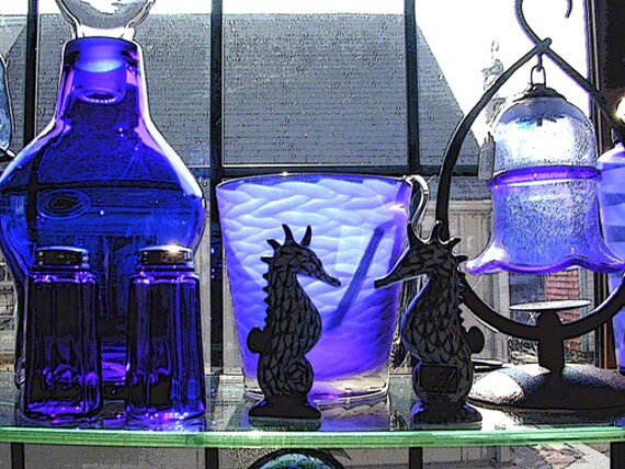 ROCKPORT Cobalt Blue Glass Window Art Matted 8x10 Photo | Etsy