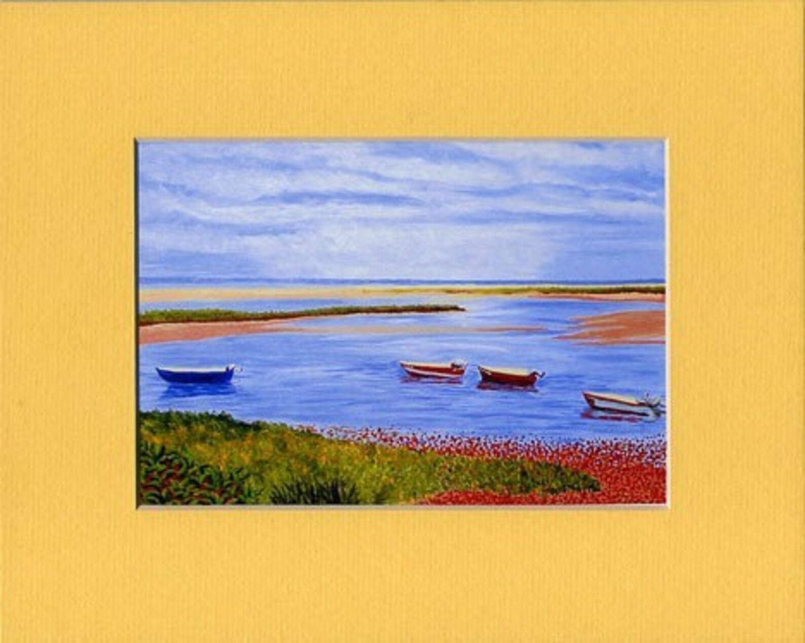 CAPE COD Seascape Boats on Beach Matted 8x10" Print - Etsy
