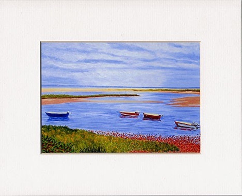 CAPE COD Seascape Boats on Beach Matted 8x10" Print - Etsy