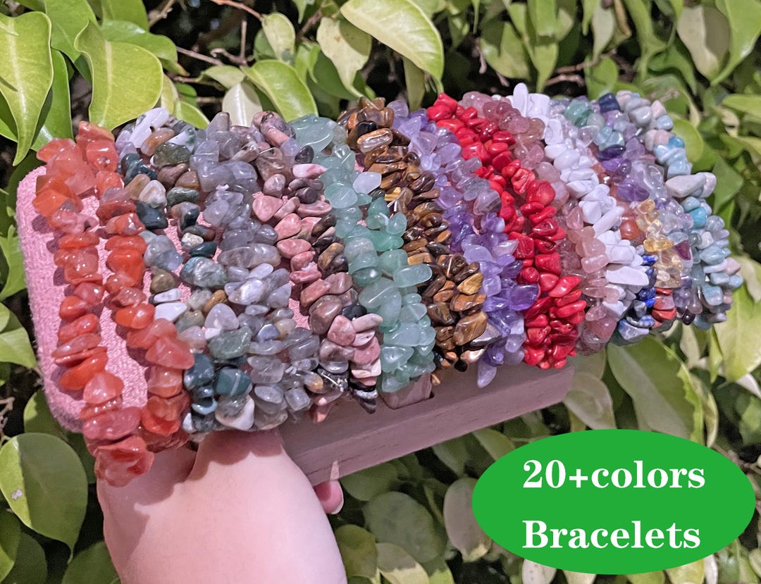 Natural Crystals Stretchy Chip Bracelets, Stone Bracelets, Bracelet for ...