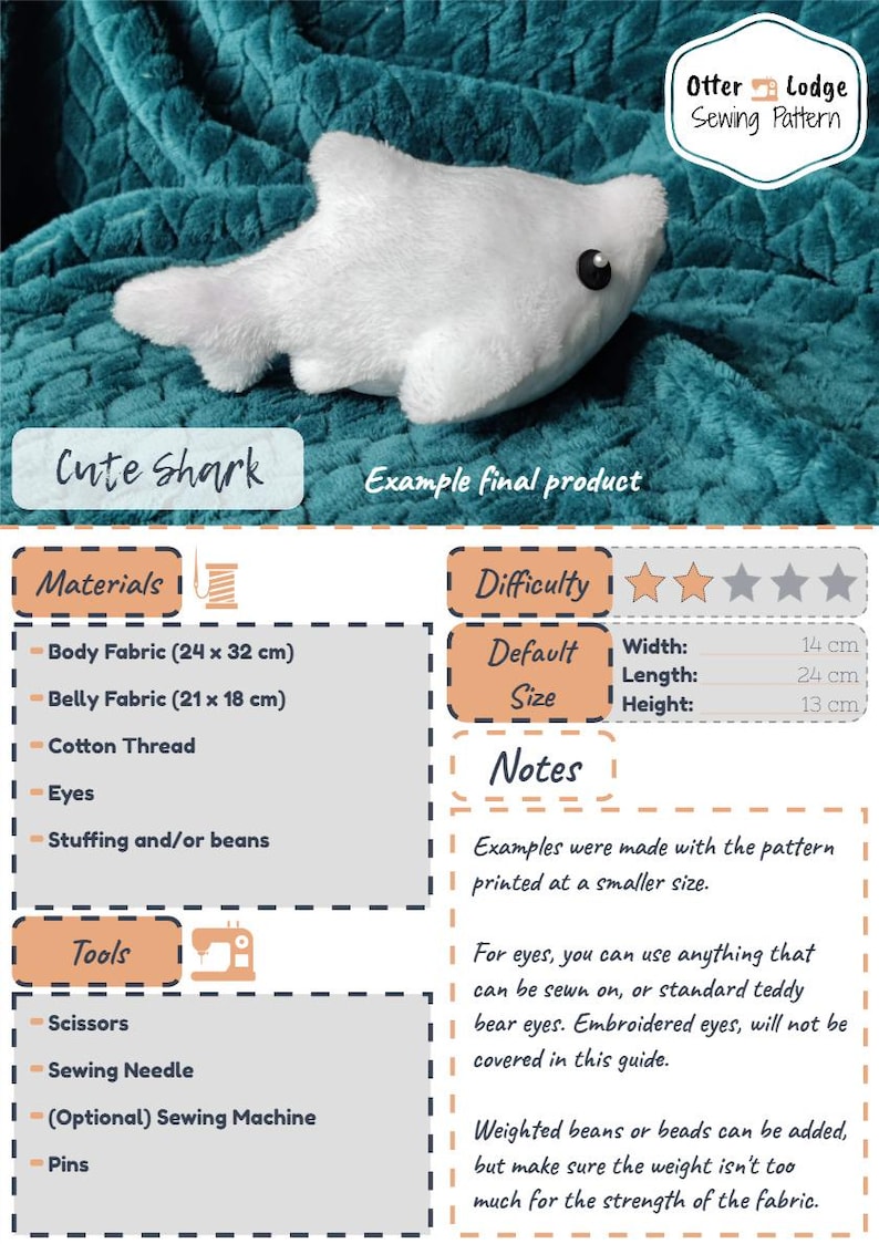 Cute Shark Easy Sewing Pattern - Etsy