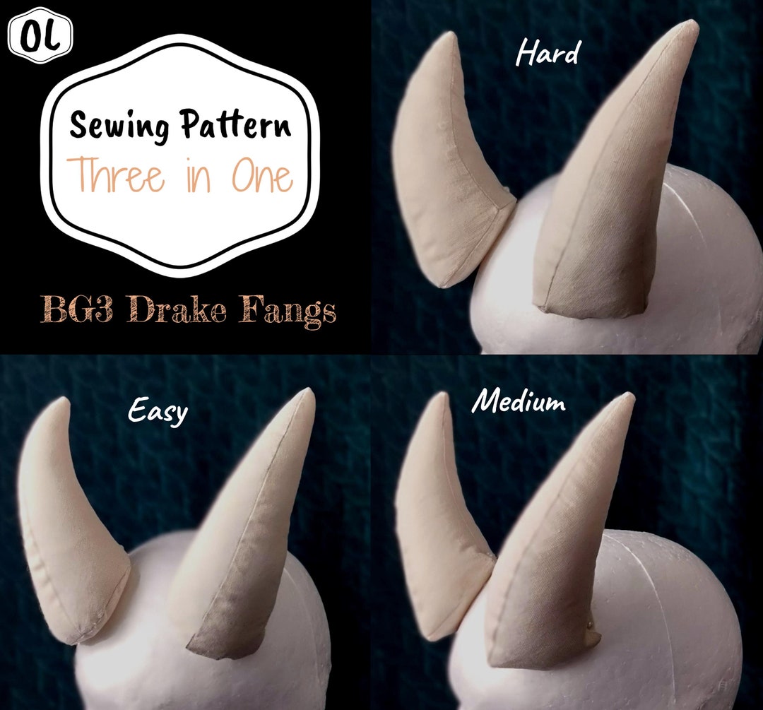 BG3 Tiefling Horns: Drake Fangs Cosplay Sewing Pattern - Etsy